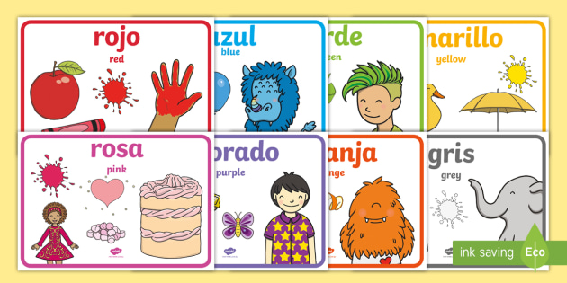 Colours in Spanish Display Posters - Spanish/English