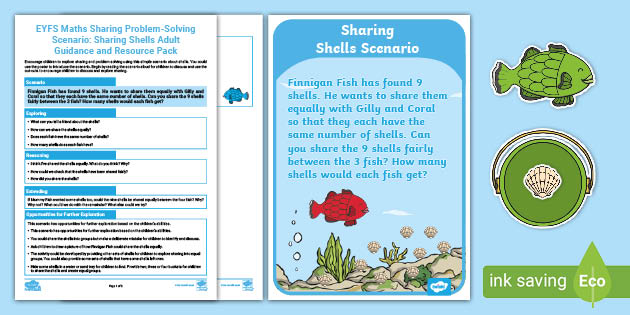 👉 EYFS Maths Problem-Solving Scenario Sharing Shells Pack