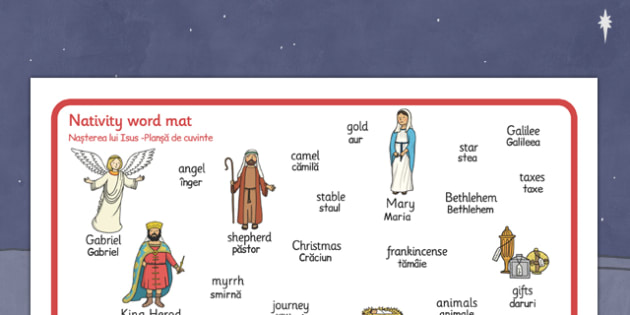 Nativity Word Mat Romanian Translation (teacher made)