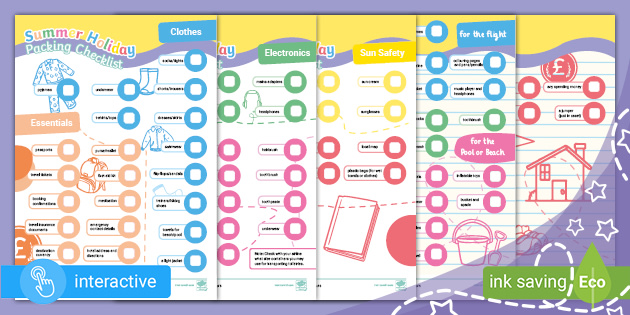 Summer Holiday Packing Checklist (Teacher-Made)