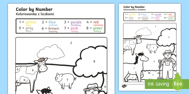 Farm Colour by Numbers English/Polish - Farm Colour by Numbers
