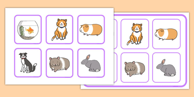 Pets Matching Cards and Board - pets, matching cards, board, matching