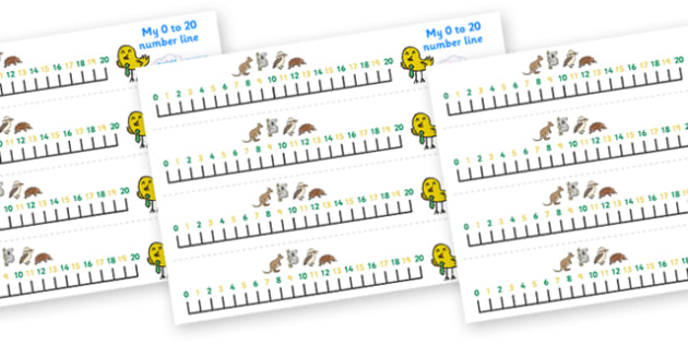 0-20 Number Line (Australian Animals)