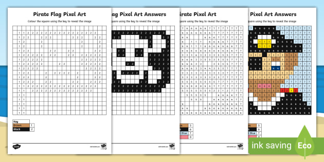FREE! - Talk like a Pirate Day Pixel Art Colouring Pages-
