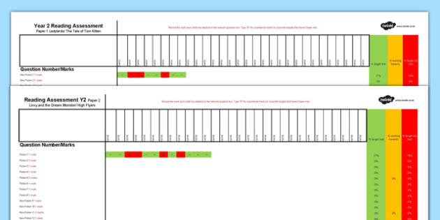 Y2 Reading Assessment Spreadsheet Term 1 - formative, summative