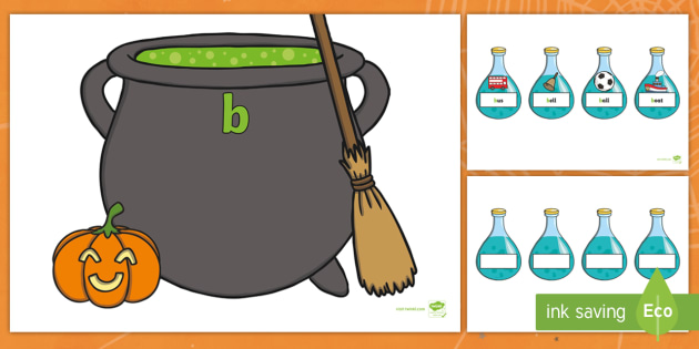 * NEW * Halloween Cauldron Phase 2 Phonics Sorting Game - EYFS