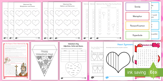 Valentine's Day Grades 3-5 Printable Resource Pack