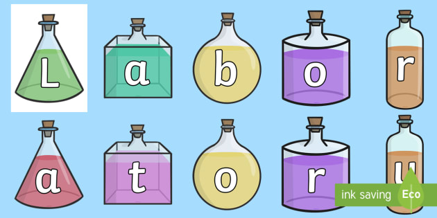 Laboratory On Science Bottles Display Cut Outs