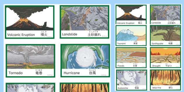 * NEW * Natural Disasters cards Japanese English