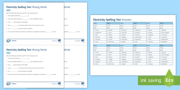 KS3 Electricity Spelling Pack (teacher made)