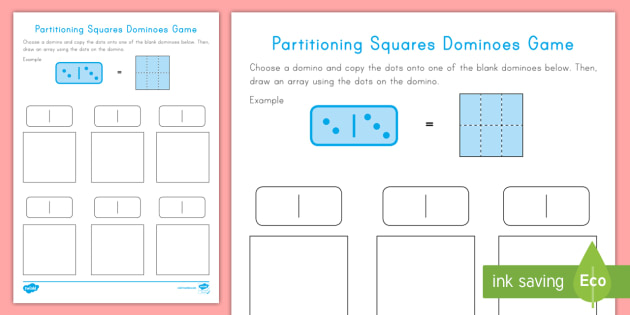 Partitioning Squares Dominoes Game