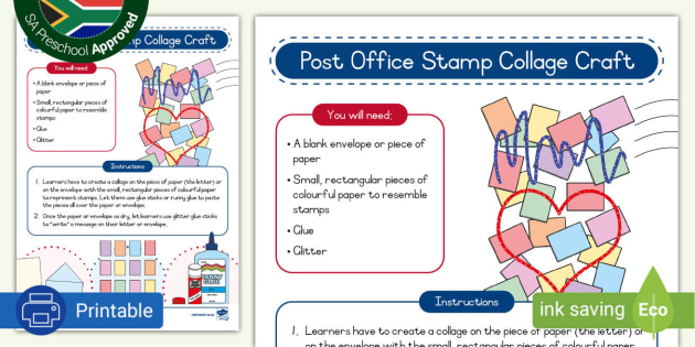 Post Office Stamp Collage Craft (teacher made)