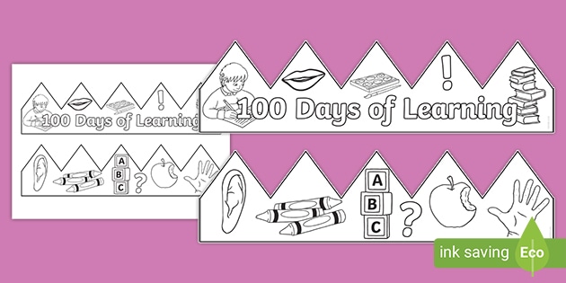 100 Days of Learning | Crown Cut-out | Primary Resource