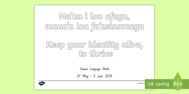 Bilingual Samoan Language Week Colouring Page - Samoa, Samoan