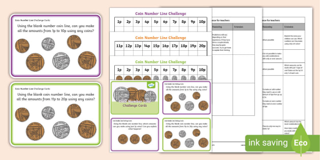 Coin Number Line Challenge Pack (teacher made)