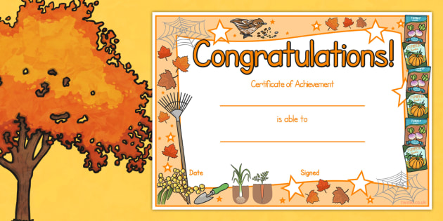 Autumn Certificates - rewards, awards, seasons, weather, fall