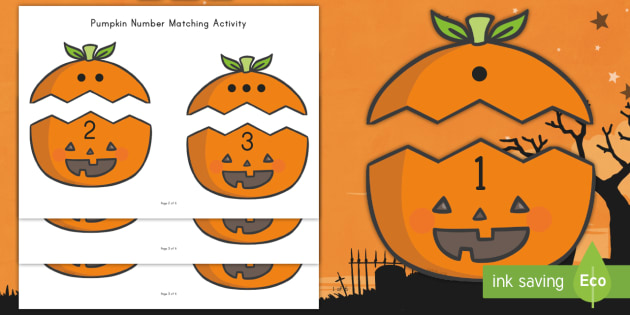 Pumpkin Number Matching Activity - Number Recognition, Center