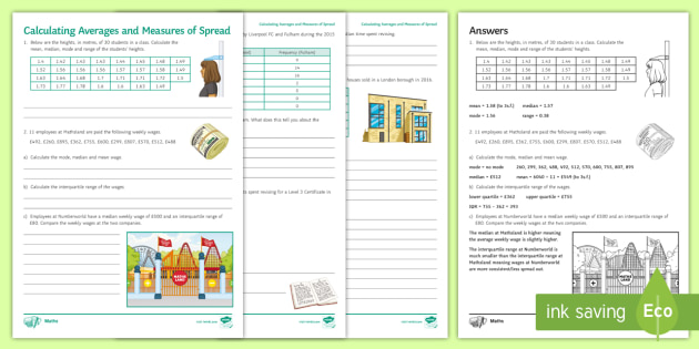 Calculating Averages Worksheet | Core Maths | Beyond