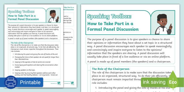 Formal Panel Discussion Tips - Printable - Taking Part