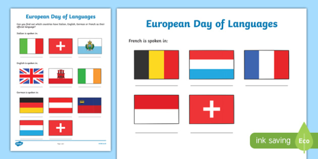 European Day of Languages Worksheet / Activity Sheet, worksheet