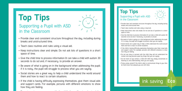 Tips for Supporting Pupils with Autism in the Classroom