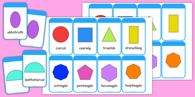 2D Shape Cards Gaeilge (teacher made)