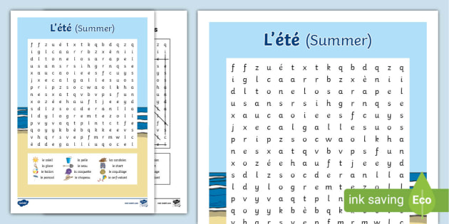 👉 French Summer Word Search (teacher made)