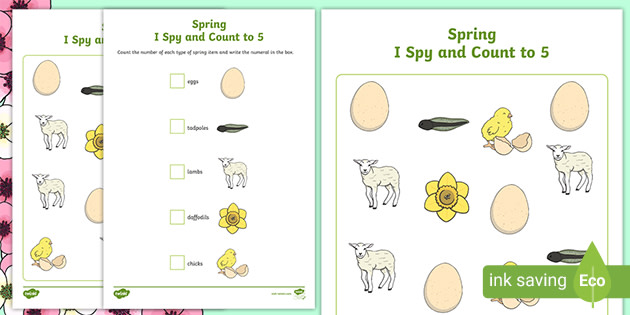 👉 Spring I Spy and Count to 5