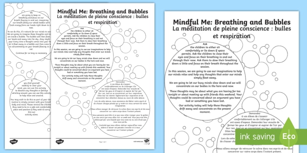 Mindful Me: Breathing and Bubbles Activity English/French