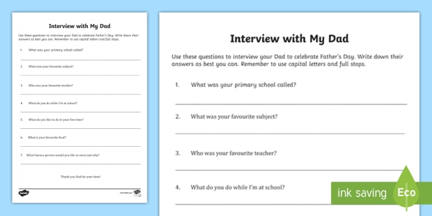 Interview with My Dad Worksheet / Worksheet