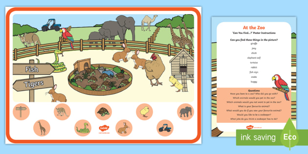 At the Zoo Can You Find...? Poster and Prompt Card Pack
