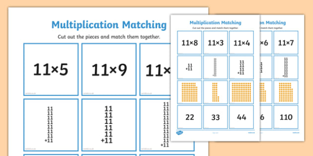 11 Times Table Multiplication Matching Puzzle - times table, multiplication