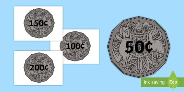 Counting by 50s on 50c Coins A4 Display Poster