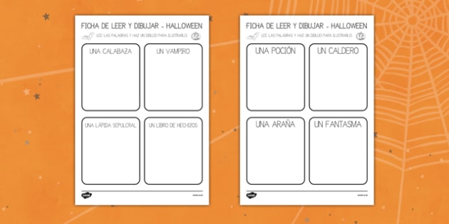 Halloween Read and Draw Worksheet / Worksheet Spanish