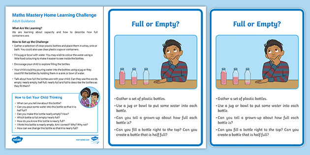 👉 Maths Mastery Capacity Home Learning Challenge: Full or Empty?
