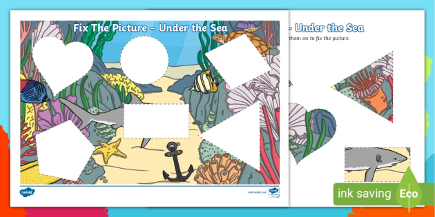 Fix The Picture Under the Sea Cutting Skills Worksheet