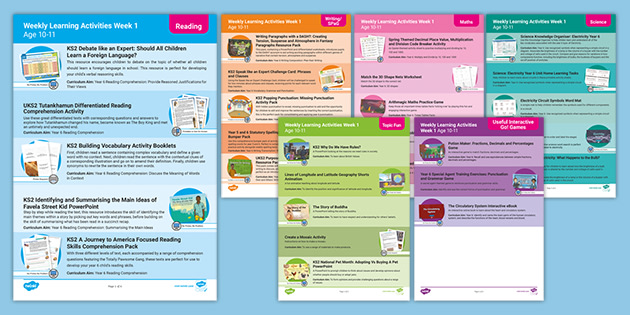 Weekly Learning Activities Pack Week 1 Age 10-11