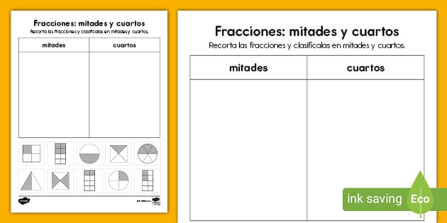 Fracciones: mitades y cuartos