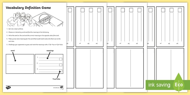 Vocabulary Definition Game (teacher made)