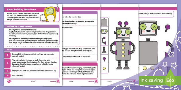 Early Years Maths Activity | Robot Building Dice Game
