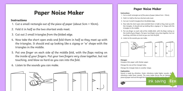 Paper Noise Maker Science Craft Instructions