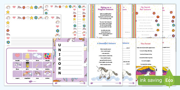KS1 Magical Unicorn Poem Template Resource Pack