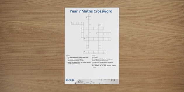 Year 7 Maths Crossword - Beyond Secondary - Maths