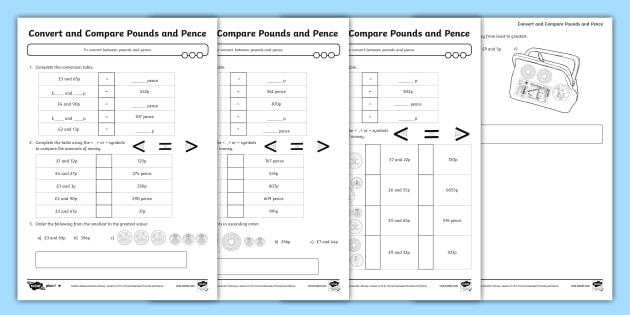 👉 Y3 Convert Pounds and Pence PlanIt Maths Activity Sheets