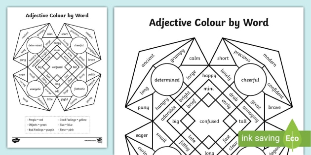 Adjective Colour By Word 3-6 | Adjectives Colouring Activity