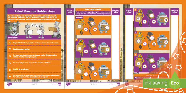 Robot Fraction Subtraction Activity