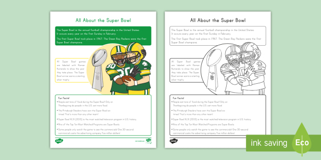 Super Bowl Fact File for the Second Grade | Twinkl Resources
