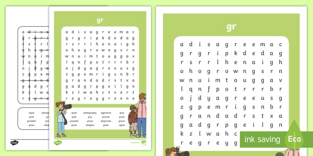 gr Consonant Blend Differentiated Word Search (teacher made)