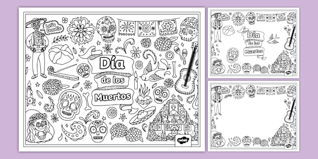 dia de los muertos coloring for kids