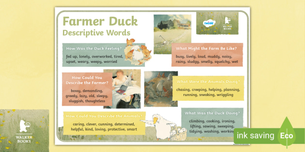 FREE! - 'Farmer Duck' Descriptive Word Mat [Ages 5-7]